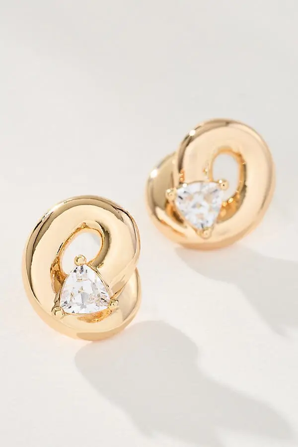 Anthropologie Looped Crystal Post Earrings - Gold