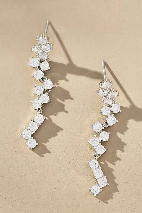 Anthropologie Wavy Crystal Drop Earrings - Clear