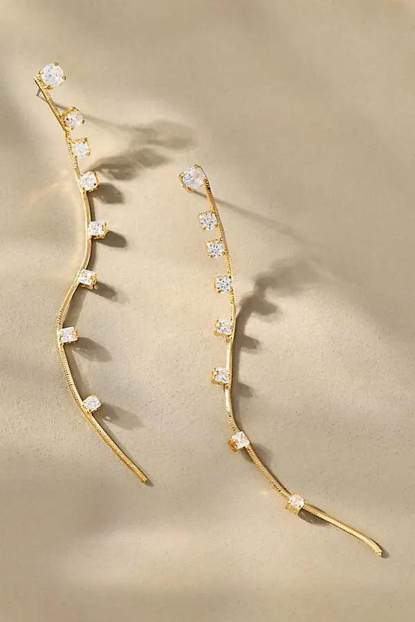 Anthropologie Crystal Drop Earrings - Gold