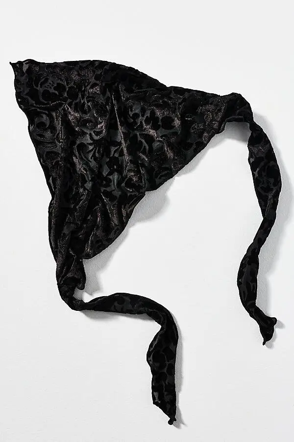 Anthropologie Burnout Velvet Hair Scarf - Black