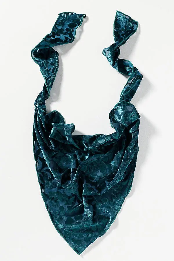 Anthropologie Burnout Velvet Hair Scarf - Green