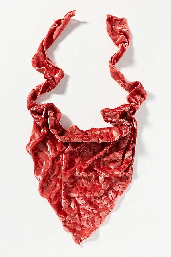 Anthropologie Burnout Velvet Hair Scarf - Red