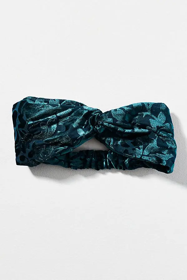 Anthropologie Burnout Velvet Headband - Green