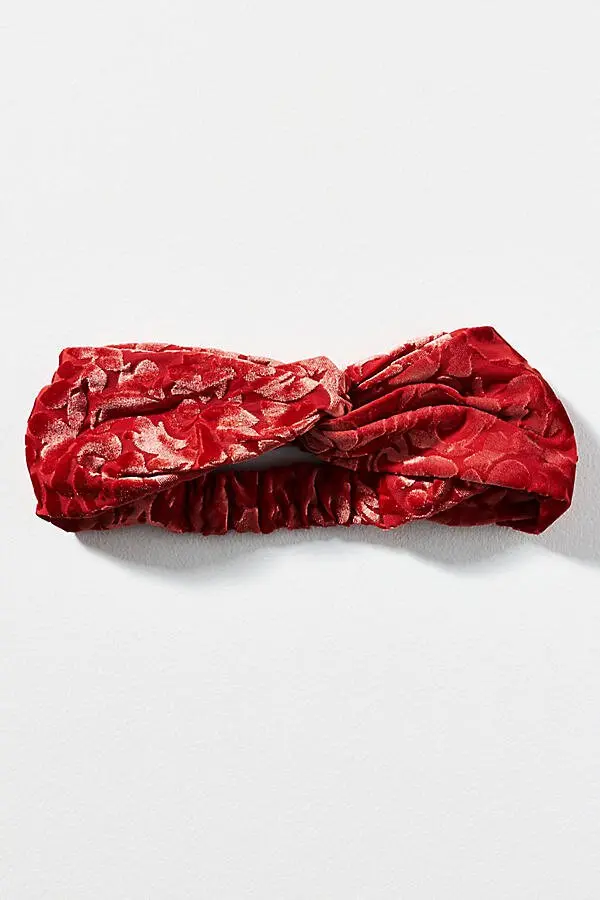 Anthropologie Burnout Velvet Headband - Red