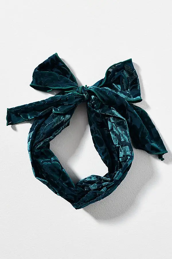 Anthropologie Burnout Velvet Tie-back Headband - Green