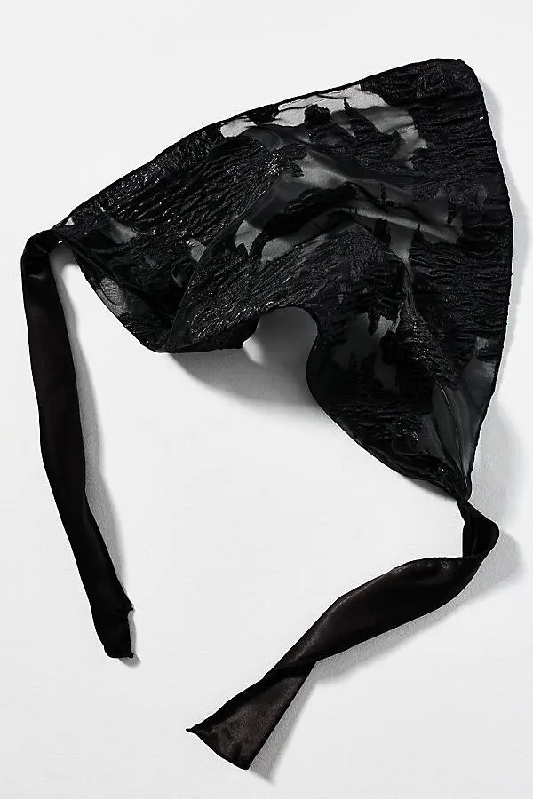 Anthropologie Sheer Floral Hair Scarf - Black