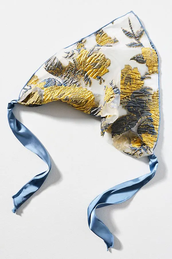 Anthropologie Sheer Floral Hair Scarf - Blue