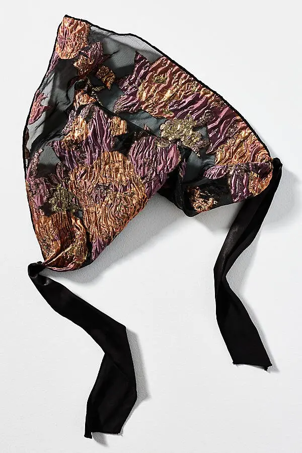 Anthropologie Sheer Floral Hair Scarf - Purple
