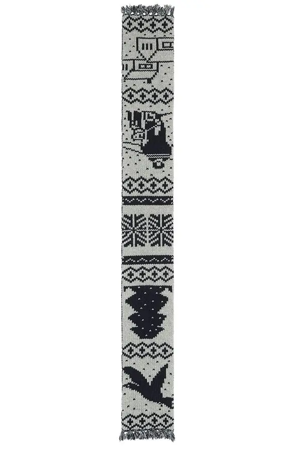 BEAMS Muffler Jacquard Nordic Pattern Scarf In Black
