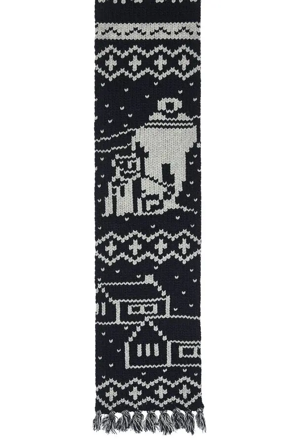 BEAMS Muffler Jacquard Nordic Pattern Scarf In Black