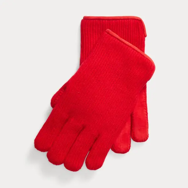 Ralph Lauren Cashmere And Lamb-suede Gloves - Classic Red