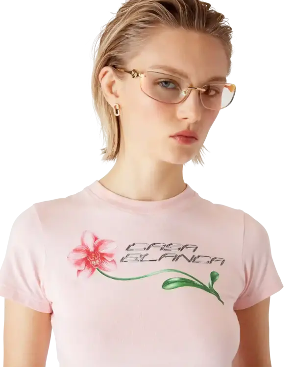 Casablanca Orchid Logo Cropped Baby Tee