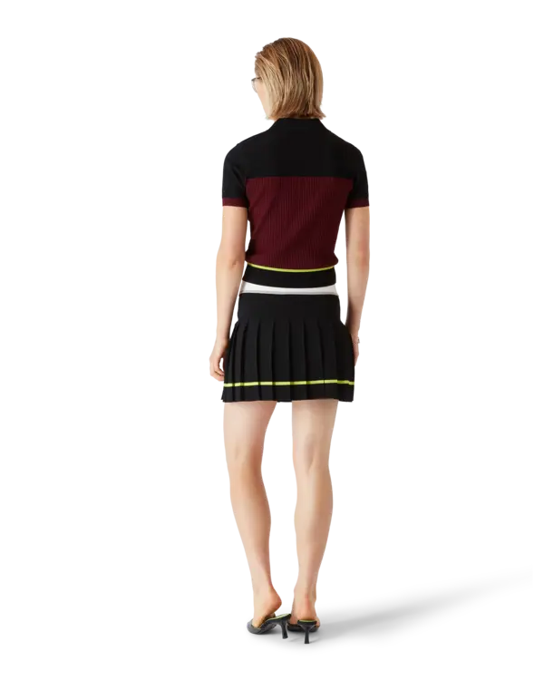 Casablanca Striped Pleated Mini Skirt - Yellow