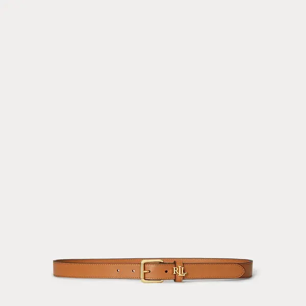 Ralph Lauren Logo Keeper Skinny Belt - Classic Caramel