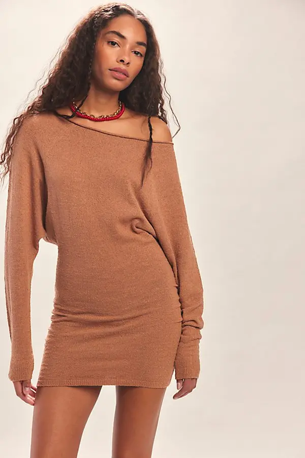 Free People Double Take Sweater Mini Dress - Bronze