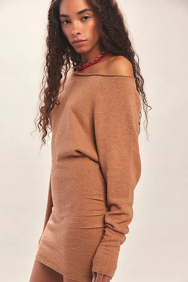 Free People Double Take Sweater Mini Dress - Bronze