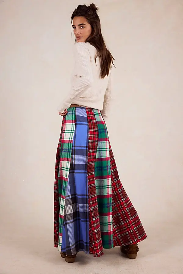 Free People Maizie Plaidwork Maxi Skirt