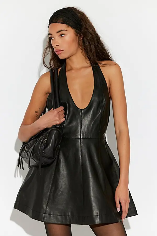 Retrofete Stine Leather Mini Dress