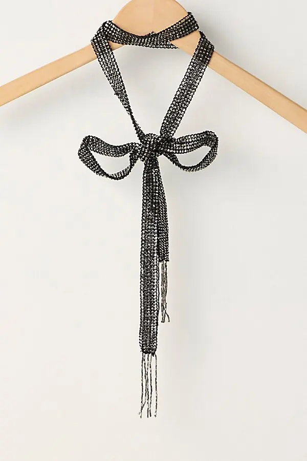 Free People Lola Embellished Skinny Scarf - Black