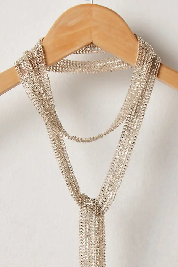 Free People Lola Embellished Skinny Scarf - Silver