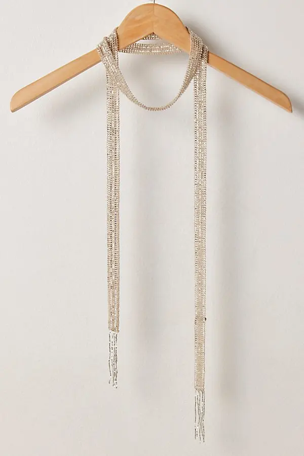 Free People Lola Embellished Skinny Scarf - Silver