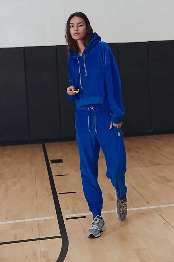 Free People Undefeated Velour Set - Light Cobalt