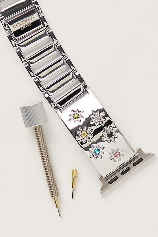 COCONUT LANE Apple Watch Strap With Stone Detail - Starlight