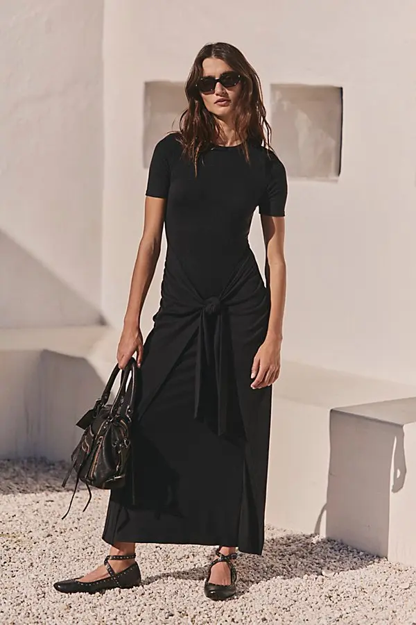 Free People Good Feels Short-sleeve Maxi Dress - Black