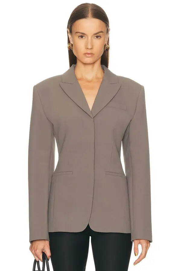EAVES Keki Cinched Waist Blazer - Dark Grey