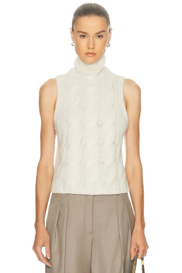 Sablyn Salvia Sleeveless Turtleneck Sweater