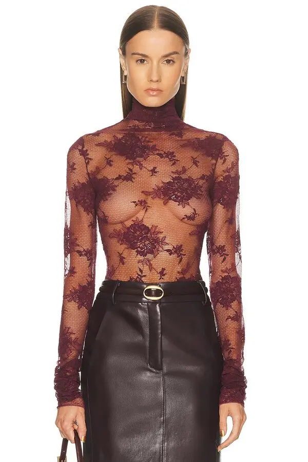 Andamane Ziggy Lace Turtleneck Bodysuit