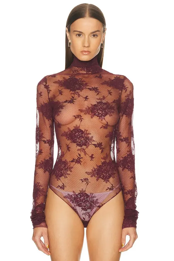 Andamane Ziggy Lace Turtleneck Bodysuit