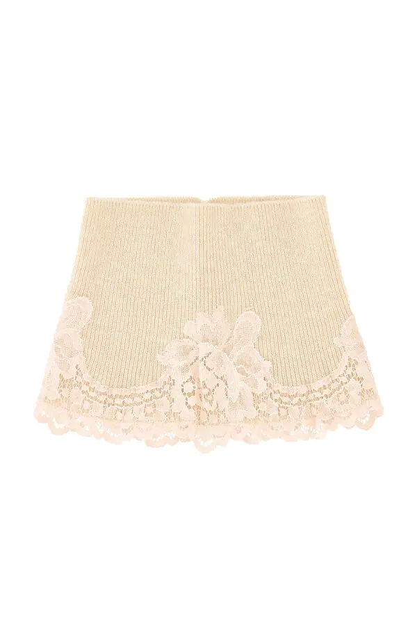 Valentino Garavani V Logo Cashmere Lace Headband - Alabaster & Rose Dust