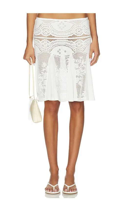 With Jéan Grace Crochet Knit Skirt - White