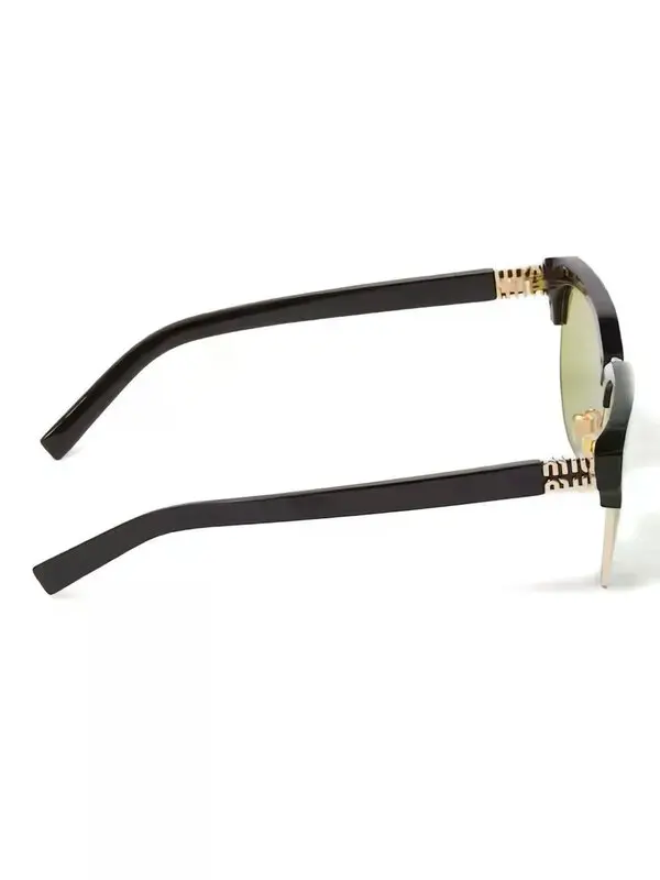Miu Miu Acetate Sunglasses With Gold-tone Detailing - Black