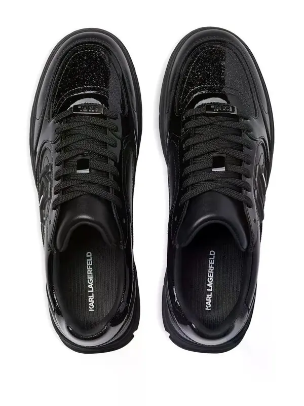 Karl Lagerfeld Patent Glitter Embellishment Lace-up Sneakers