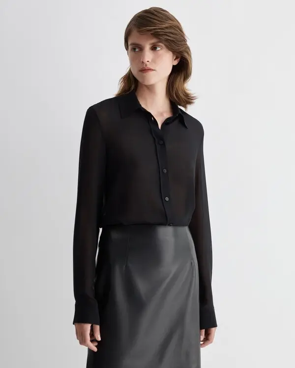 Veronica De Piante Julieta Shirt In Silk Georgette - Black