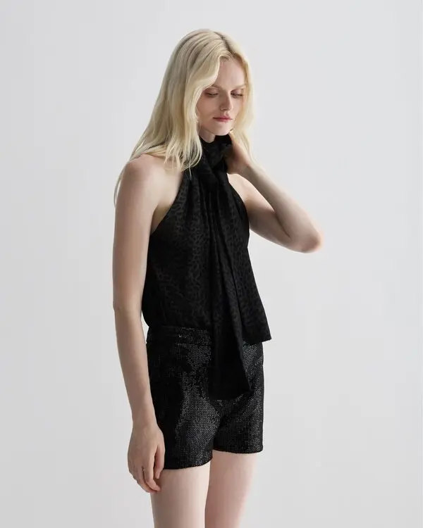 Veronica De Piante Elysia Silk Top - Silver Leopard