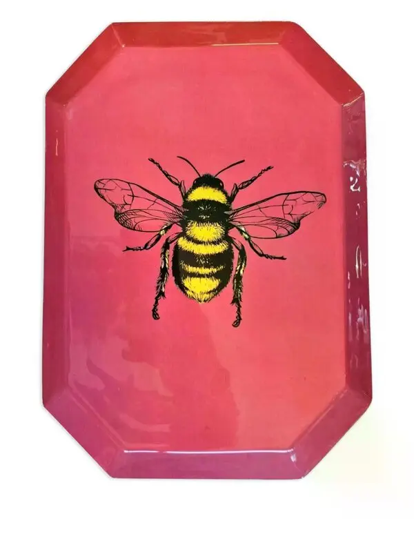 LES-OTTOMANS Bee-print Tray - Red