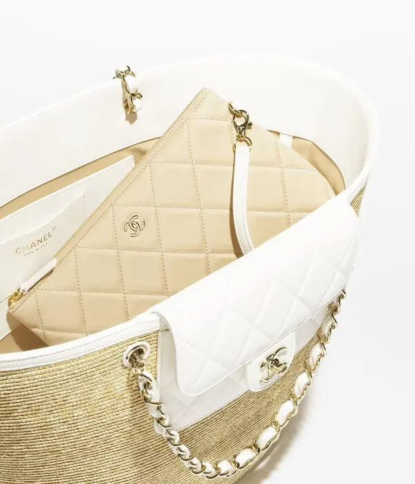 Chanel Large Shopping Bag - Beige & White
