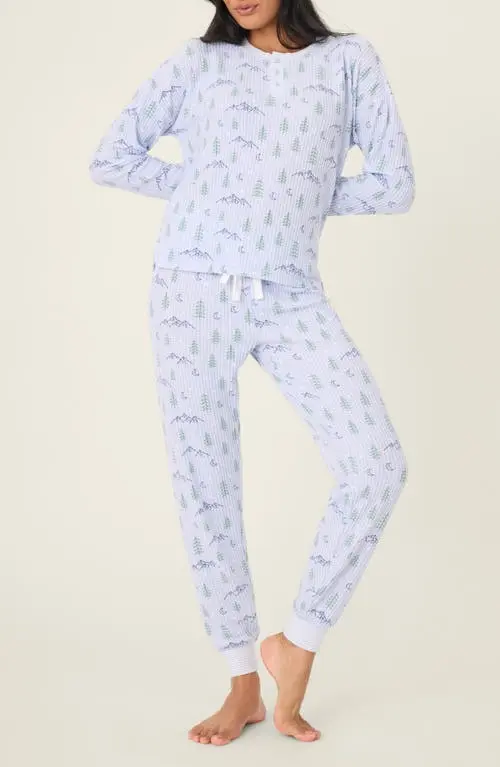 PJ Salvage Brushed Thermal Knit Pajamas - Periwinkle
