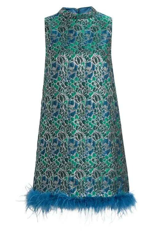 ganni feather dress green SALONI London main image 1
