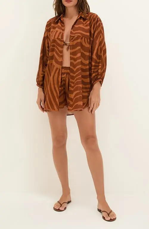 VIX PAULA HERMANNY Sundown Mori Cover-up Shirt - Brown Multi