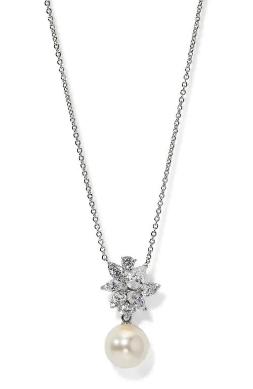 Nadri Chiara Faux Pearl Pendant Necklace - Rhodium