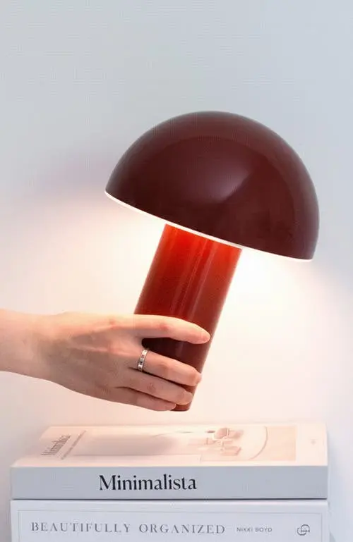 BRIGHTECH Celia 10" Portable Touch-controlled Outdoor Patio Mushroom Table Lamp - Red