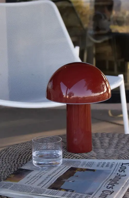 BRIGHTECH Celia 10" Portable Touch-controlled Outdoor Patio Mushroom Table Lamp - Red