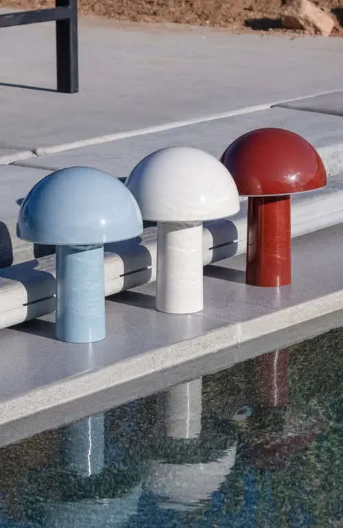 BRIGHTECH Celia 10" Portable Touch-controlled Outdoor Patio Mushroom Table Lamp - Red