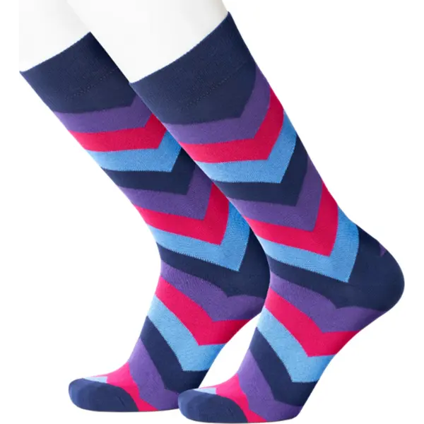 BEAU TIES OF VERMONT Chevron Patterned Socks - Chevron Blue/stripes