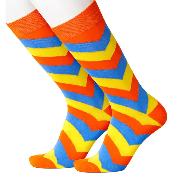 BEAU TIES OF VERMONT Chevron Patterned Socks - Chevron Orange/stripes