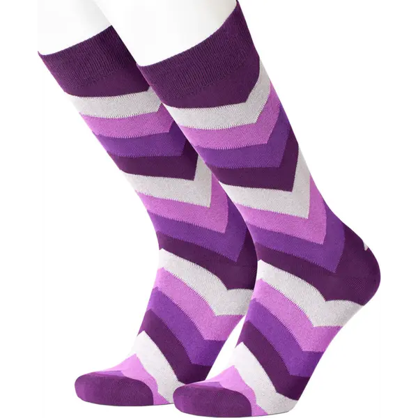 BEAU TIES OF VERMONT Chevron Patterned Socks - Chevron Purple/stripes